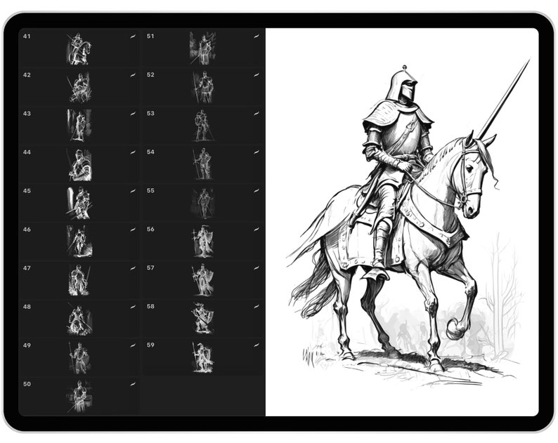 59 Procreate Knight Stamp Brushes Procreate Knights Battle - Etsy