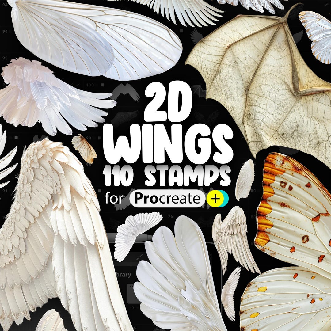 100 Procreate 2D Wings Stamp Brushes | Procreate Bird Wings Stamps ...