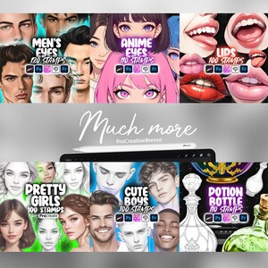 120 Procreate 3D Men's Eyes Stamp Brushes | Photoshop Boys Eyes | Clip ...