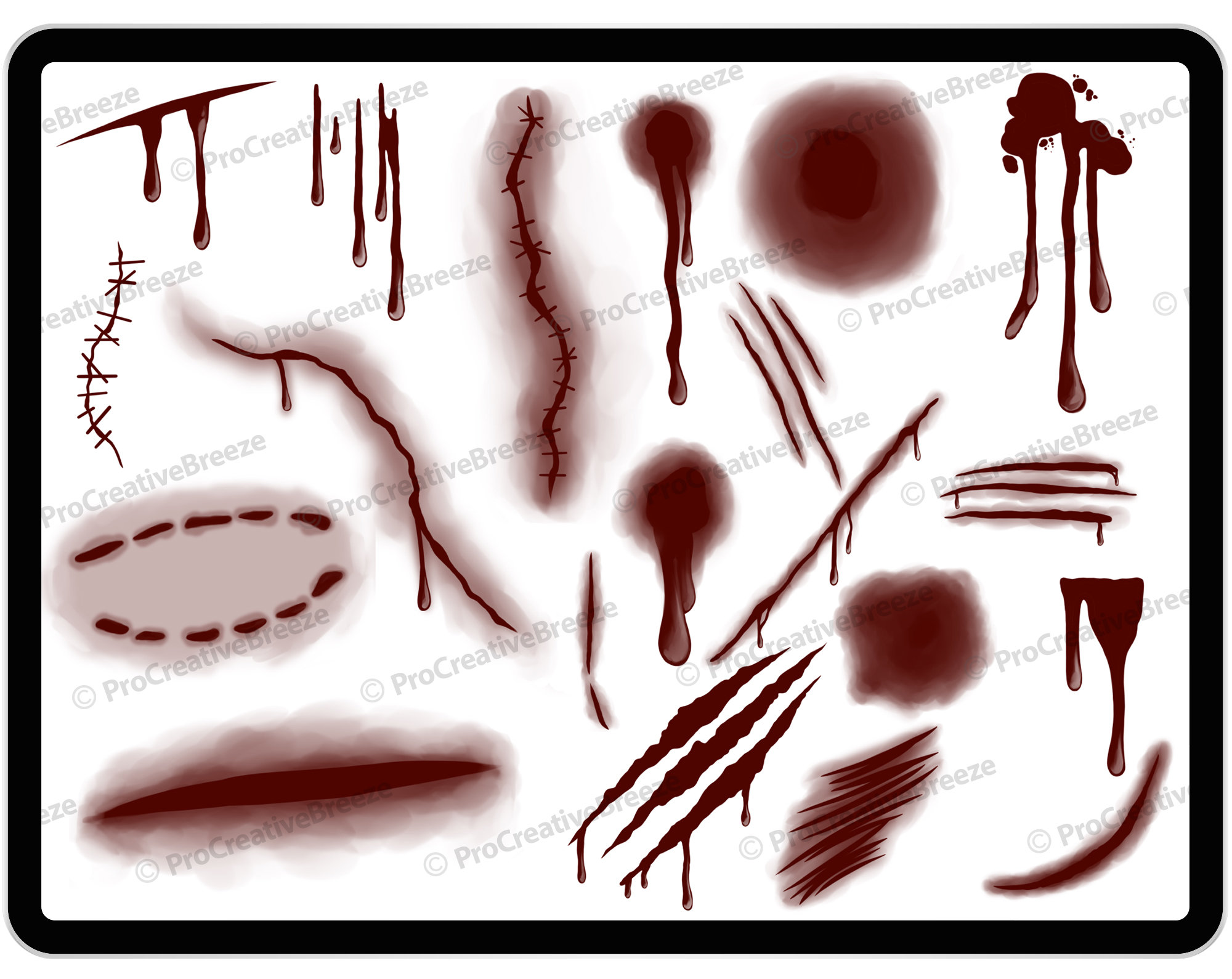 20 Procreate Wound Brushes Procreate Scars Brushes Lacerated - Etsy