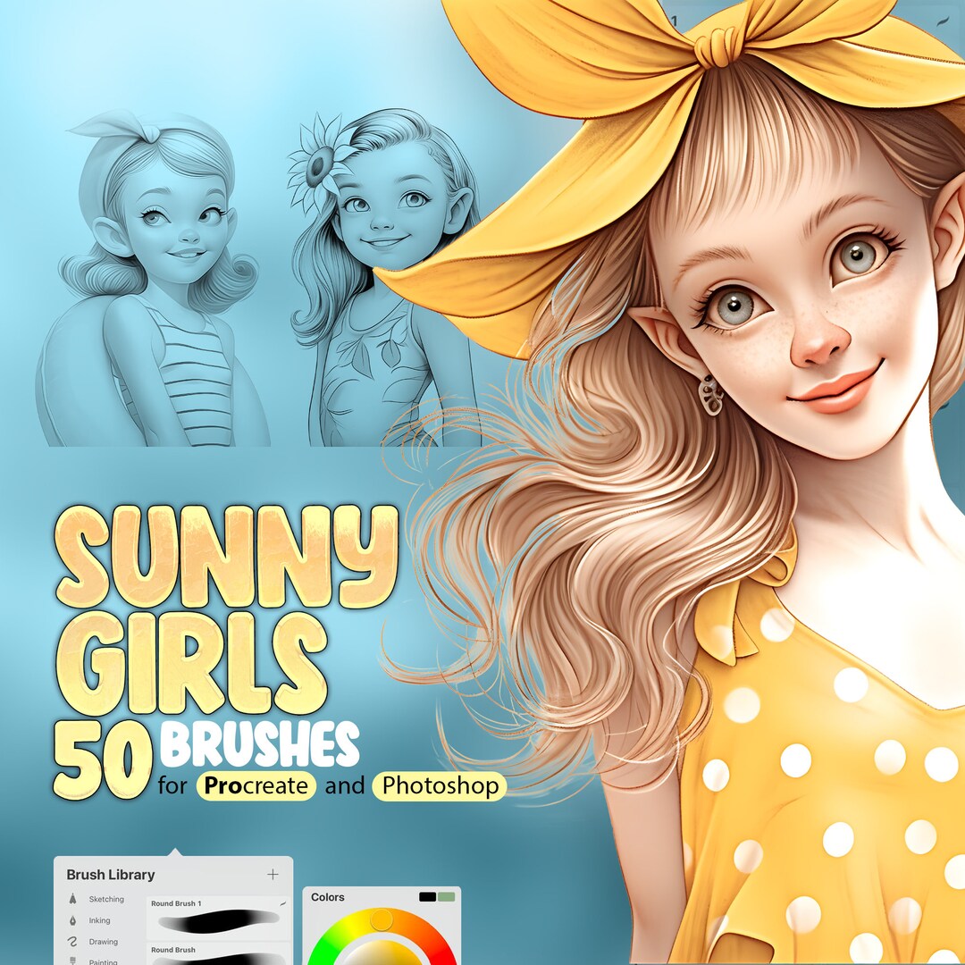 50 Sunny Cuties Procreate Stamp Brushes, Summer Fashion Girls Procreate ...