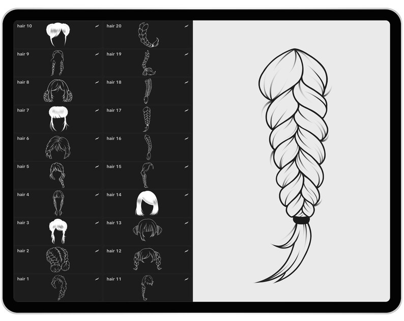 20 Procreate Braids Hairstyles Stamp Brushes Procreate Braids - Etsy
