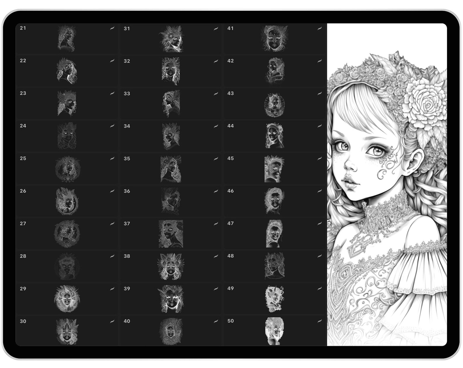 50 Procreate Mardi Gras Stamp Brushes, Procreate Girl Woman Female ...