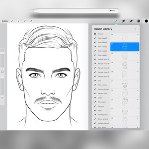 100 Procreate Male Head Stamps Part -1 | Procreate Men Head Stamp ...