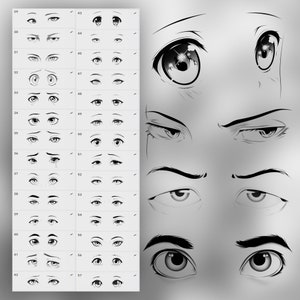 110 Procreate Anime Eyes Stamps | Photoshop Manga Eyes Brushes | Clip ...