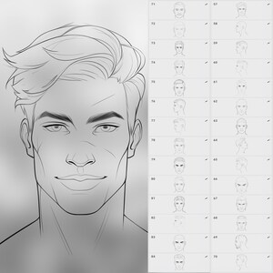 100 Procreate Male Head Stamps Part -1 | Procreate Men Head Stamp ...