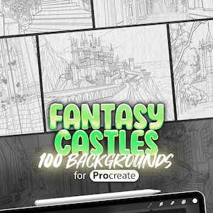 100 Procreate Fantasy Castles Backgrounds Stamps Procreate Castle Rooms ...