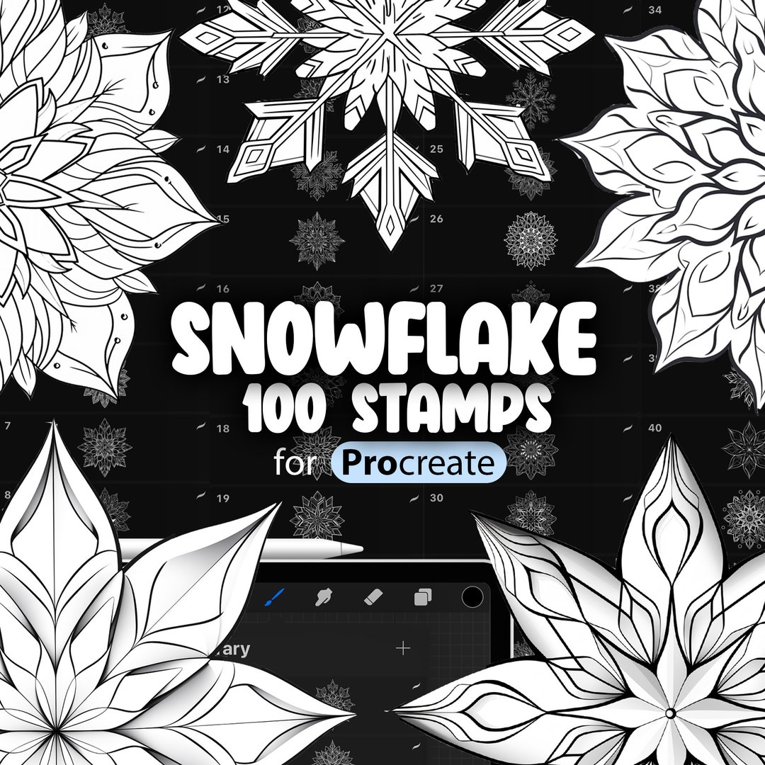100 Procreate Snowflakes Stamps | Procreate Winter Stamp Brushes ...