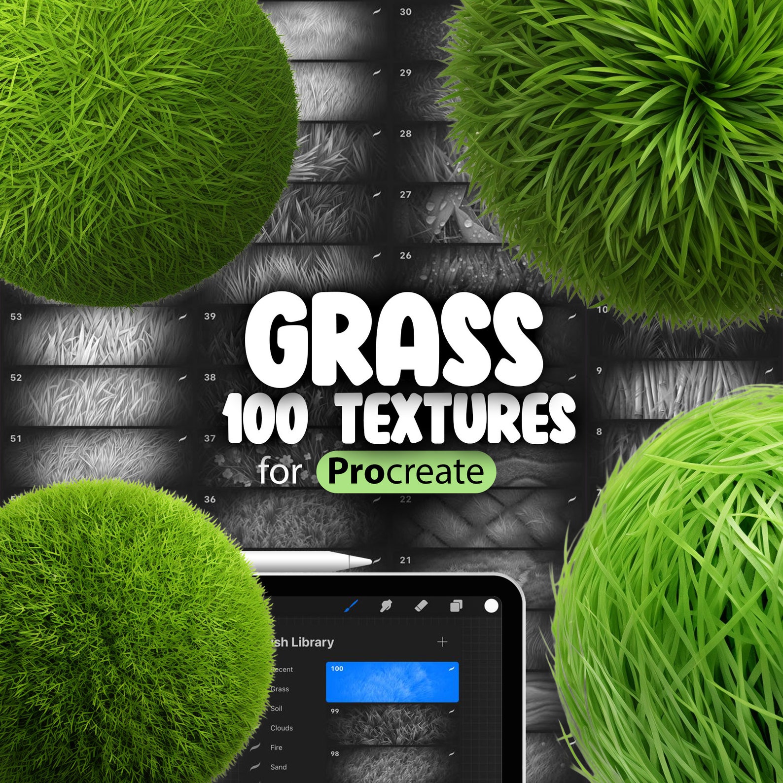 100 Procreate Grass Textures | Lush Green Procreate Texture Seamless ...