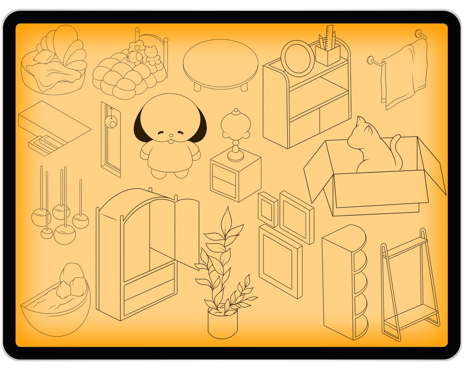 100 Isometric Room Brush for Procreate, Isometric 3D Boy Room Procreate ...