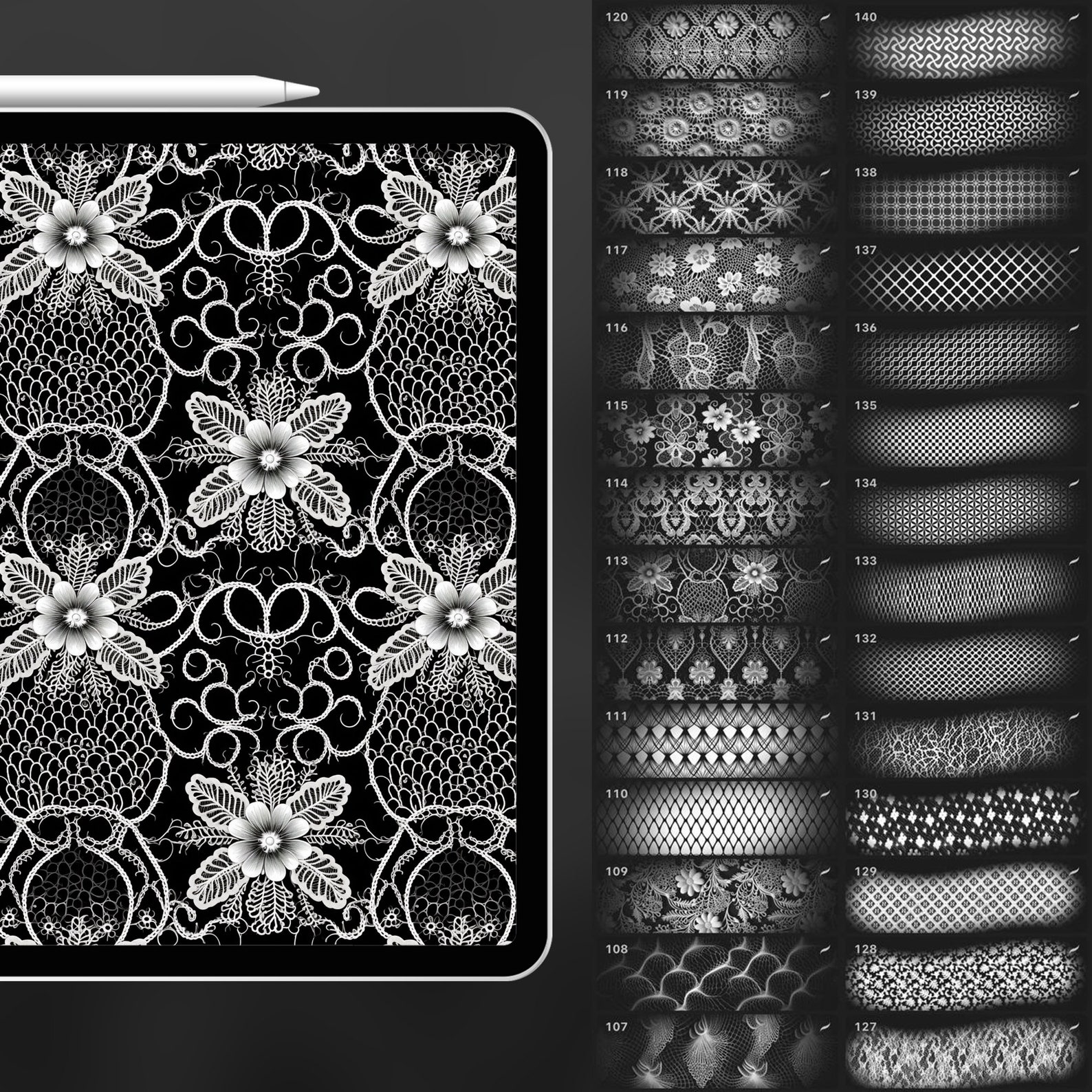 140 Procreate Lace Textures | Procreate Lace Seamless Brushes ...