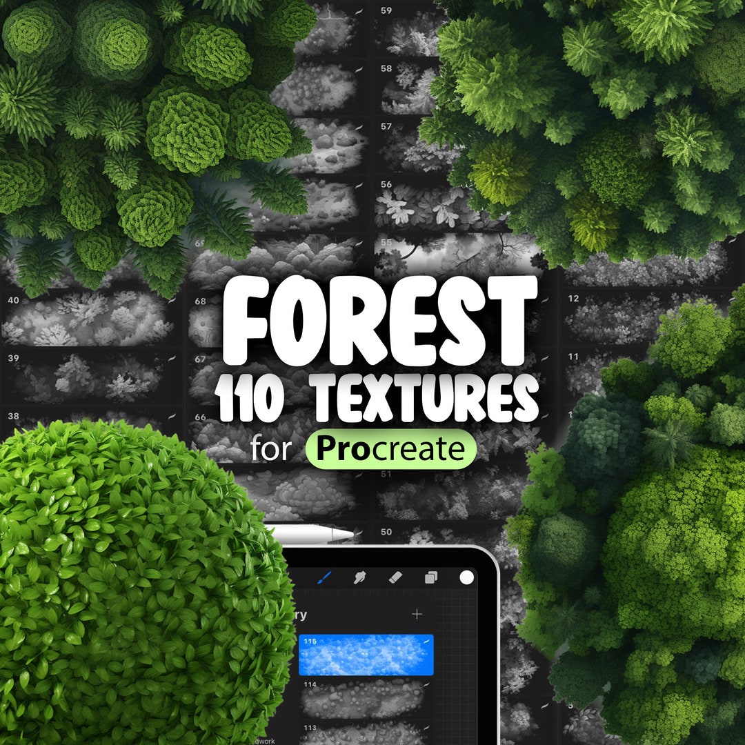 110 Procreate Forest Textures | Treetops Procreate Seamless Texture Brushes | Procreate Hedge ...