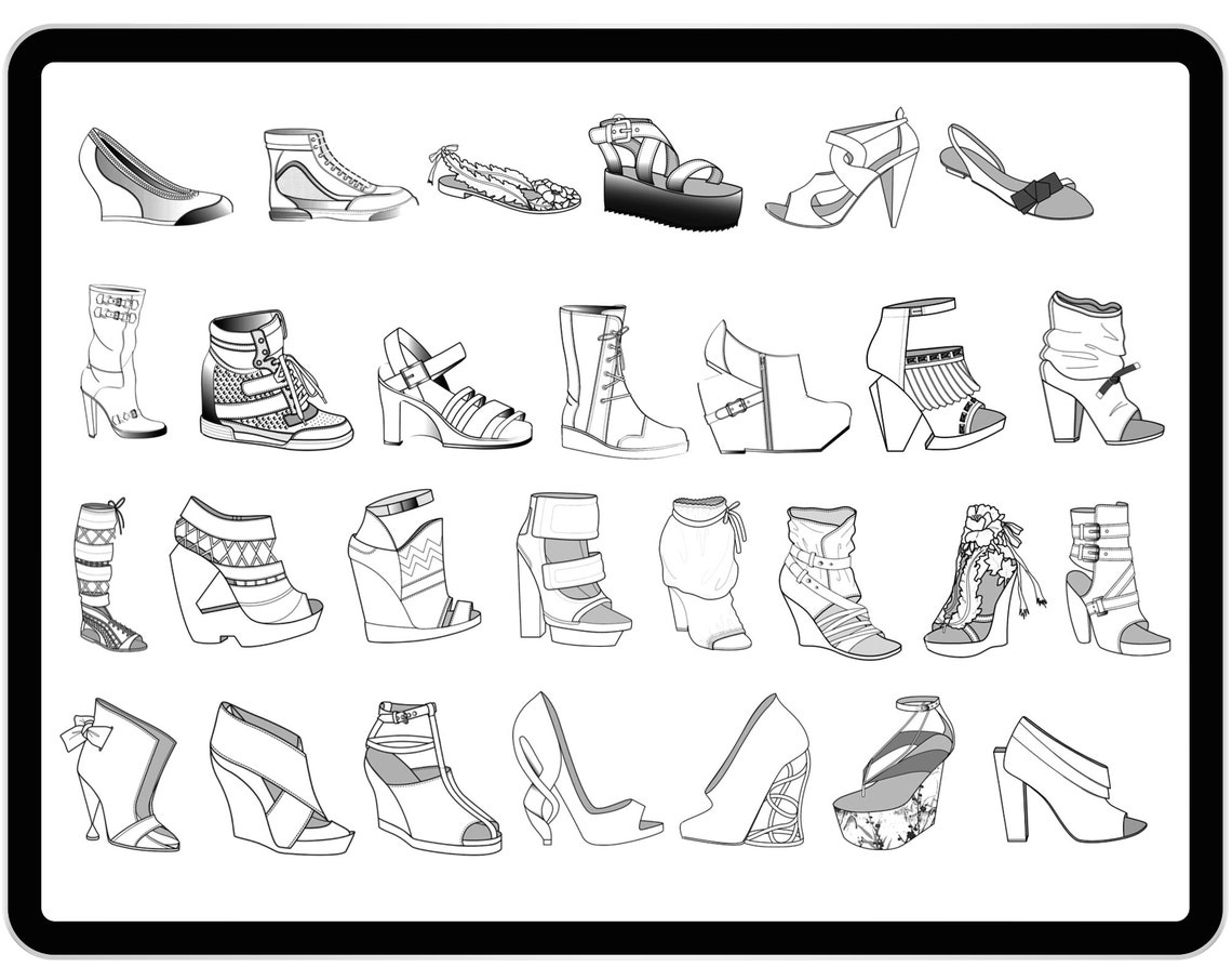 100 Procreate Women Shoes Stamp Brushes Part 2 100 - Etsy