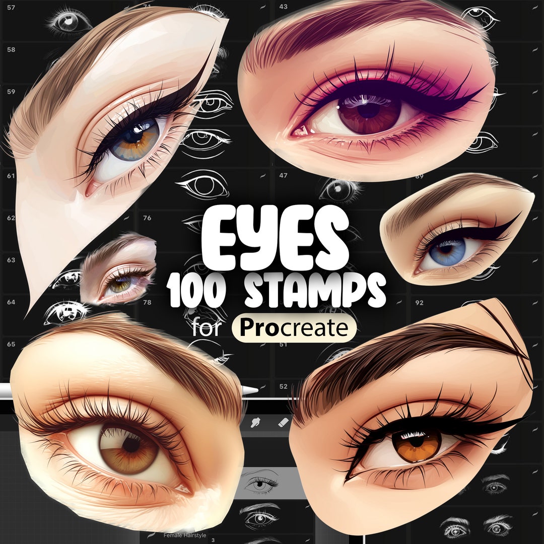 100 Procreate Eyes Stamp Brushes | Procreate Realistic Anime Eyes ...