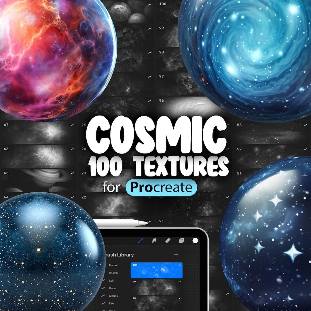 100 Procreate Space Textures | Procreate Cosmic Textures | Starry Sky Procreate Texture Seamless ...
