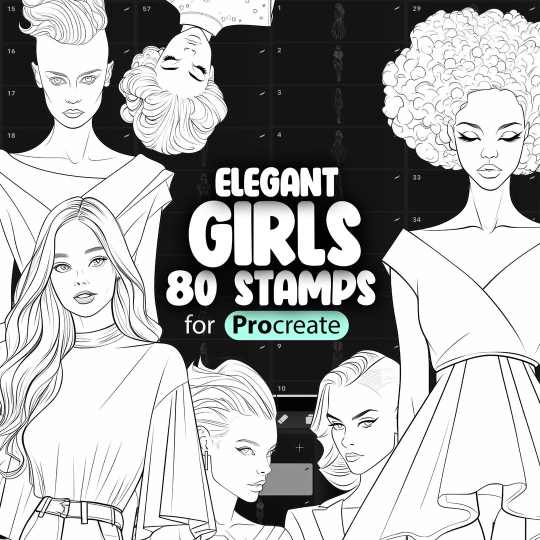 80 Procreate Fashion Girls Stamps Procreate Elegant Girls Stamp Brushes ...