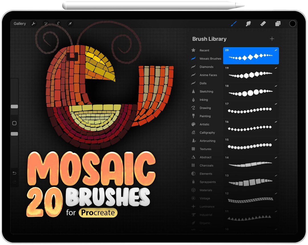 20 Procreate Mosaic Brushes, Procreate Tile Brush, Procreate Brick Brush, Procreate Stone Brush ...