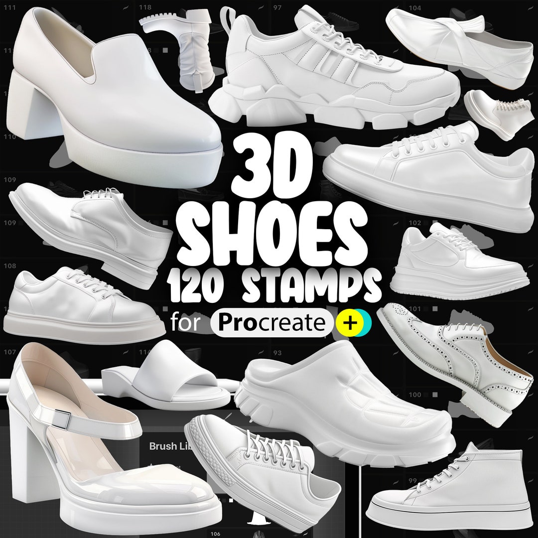 100 Procreate 3D Shoes Stamp Brushes | Procreate Boots Stamps ...