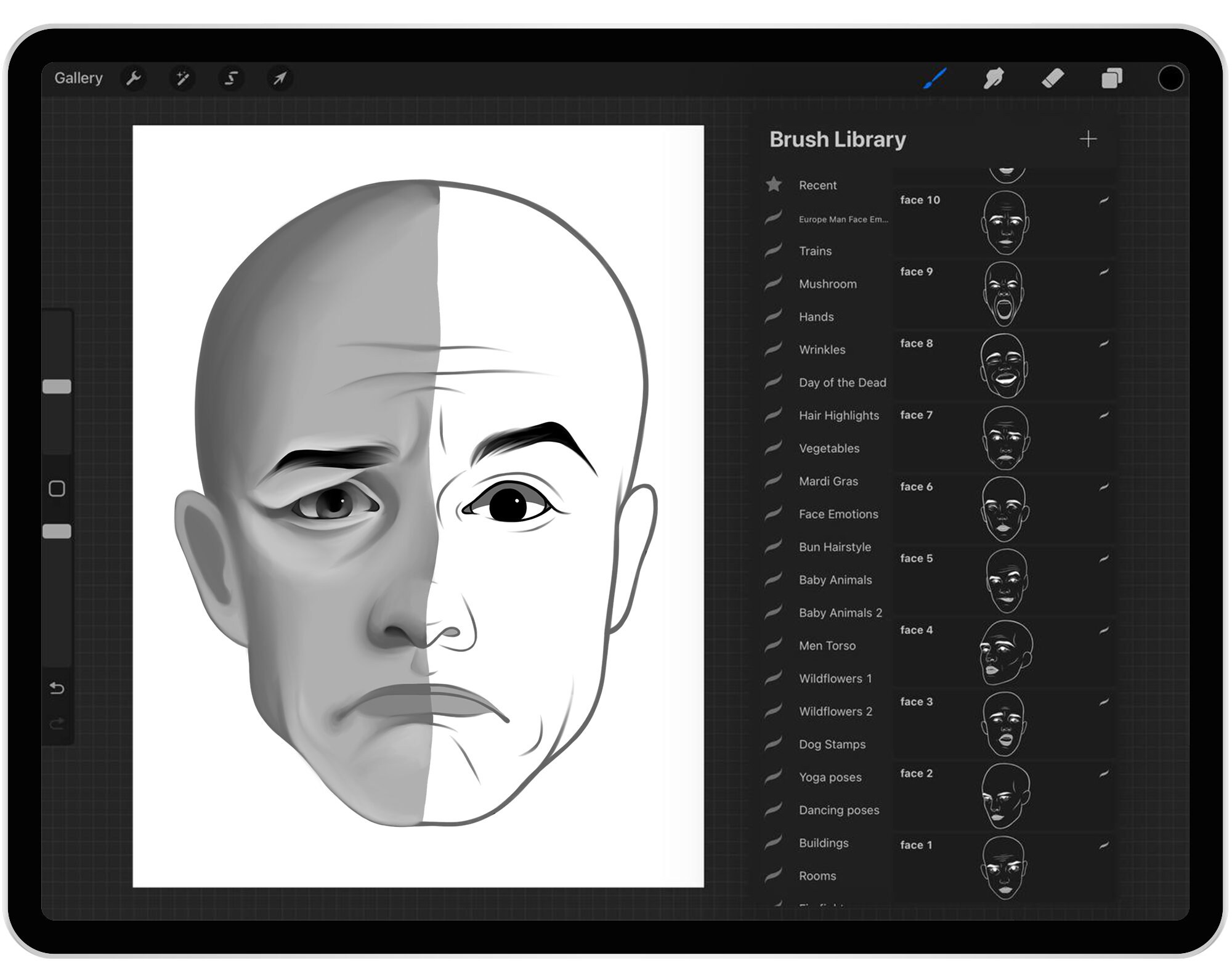 20 Procreate European Man Face Emotion Stamp Brushes, Procreate Face ...