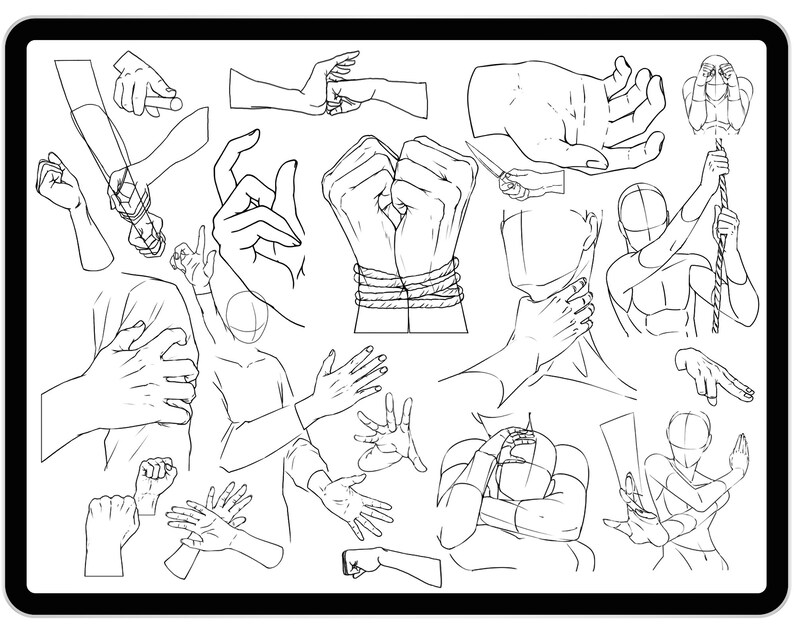 26 Hands Drawing Template Procreate Stamp Brushes Manga - Etsy