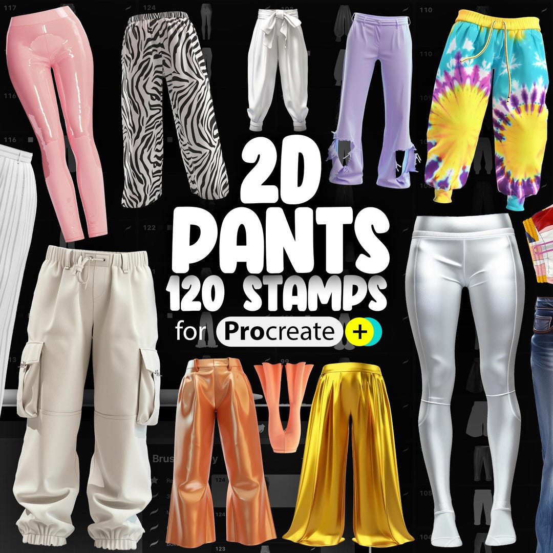 120 Procreate 2D Pants Stamp Brushes | Procreate Jeans Stamps ...