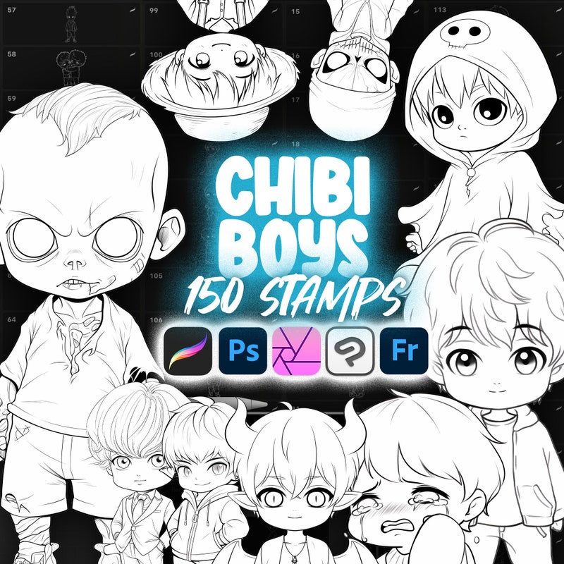 Procreate Chibi Stamps - Etsy