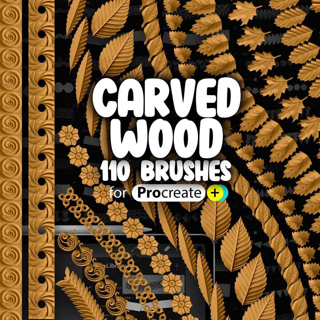 110 Procreate 3D Carved Wood Brushes | Procreate Wood Brushes | Procreate Wooden Brushes ...