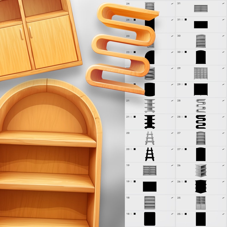 110 Procreate 2D Bookshelves Stamp Brushes | Procreate Bookshelf ...