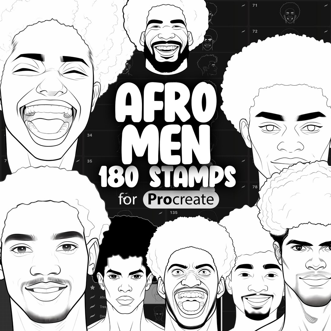 180 Procreate Afro Men Stamp Brushes Procreate African-american Man ...