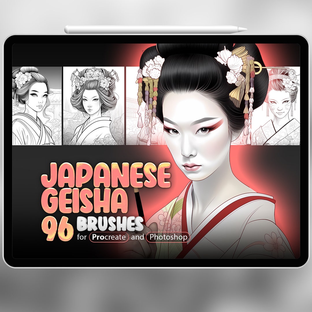 96 Traditional Japanese Geisha Procreate Brushes, 96 Traditional ...