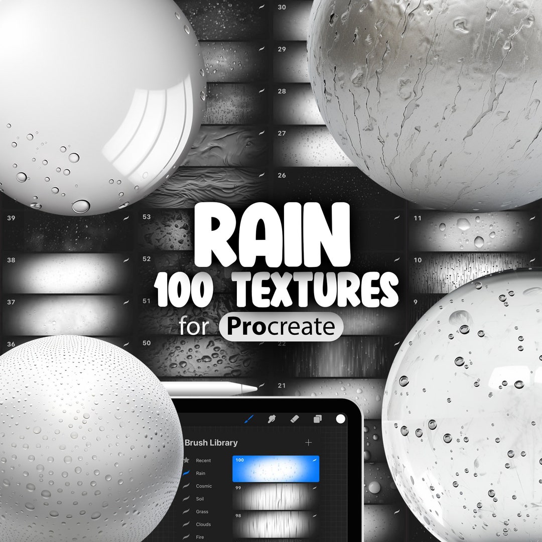 100 Procreate Rain Textures | Light Drizzle Procreate Texture Seamless ...
