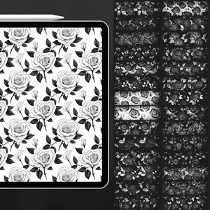 110 Procreate Roses Patterns | Flowers Procreate Seamless Texture ...