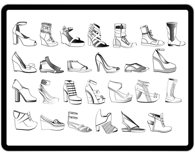 100 Procreate Women Shoes Stamp Brushes Part 2 100 - Etsy