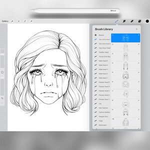 100 Procreate Teen Girls Head (part-1) Stamp Brushes (aged 13-17 Years ...