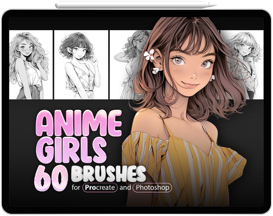 60 Anime Girls Procreate Brushes, 60 Anime Girls Photoshop Brushes ...