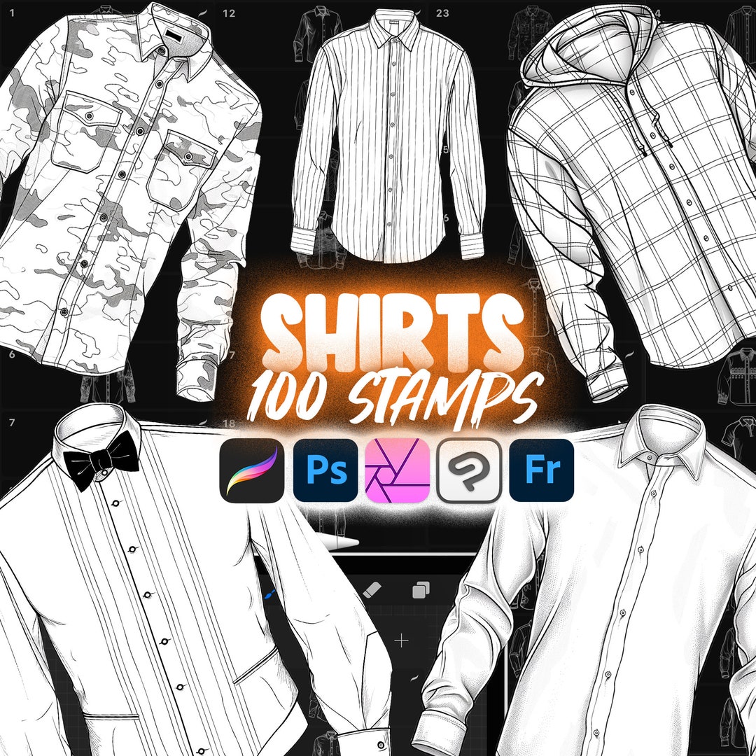 100 Procreate Shirts Stamp Brushes | Procreate Clothing Stamp Brushes ...
