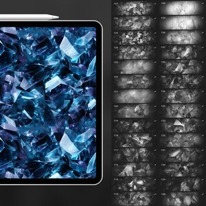 140 Procreate Crystal Textures | Quartz Crystal Procreate Texture Seamless Brushes | Amethyst ...