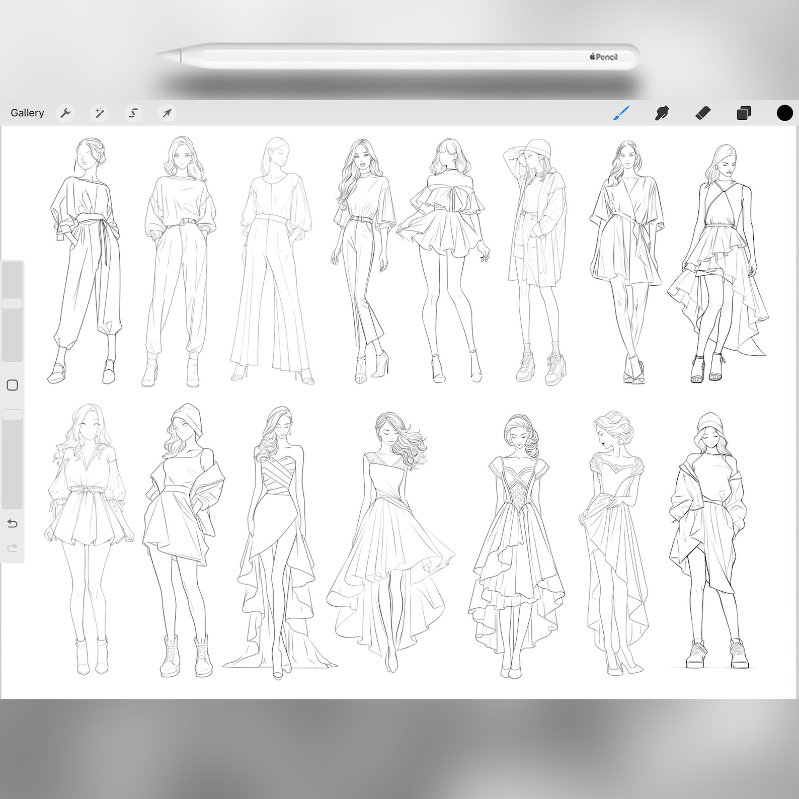 80 Procreate Fashion Girls Stamps Procreate Elegant Girls Stamp Brushes ...