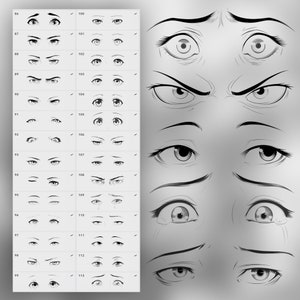 110 Procreate Anime Eyes Stamps | Photoshop Manga Eyes Brushes | Clip ...