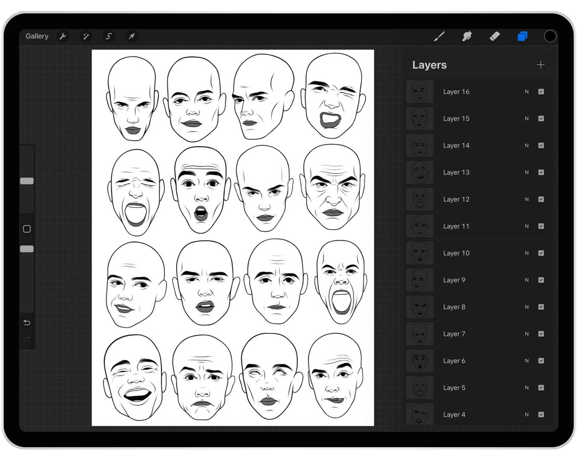 20 Procreate European Man Face Emotion Stamp Brushes, Procreate Face ...