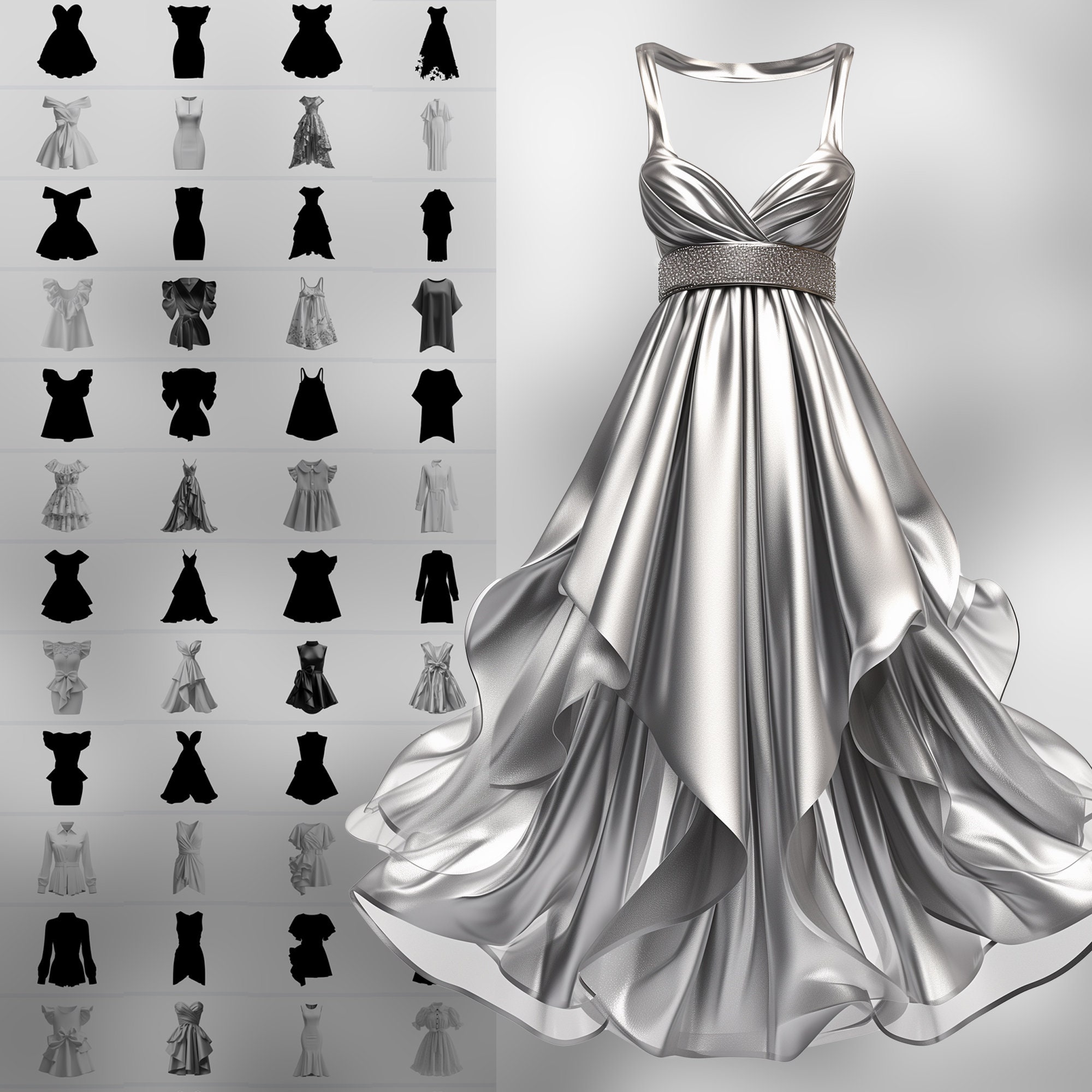 120 Procreate Dresses Stamp Brushes | Procreate Evening Dress ...