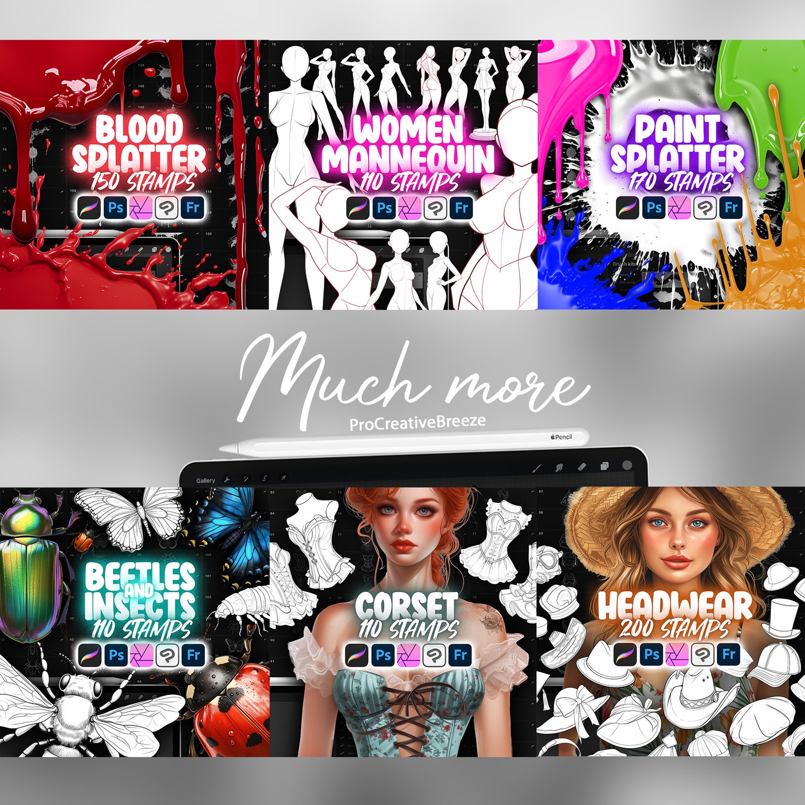 110 Procreate Beetles Stamp Brushes | Photoshop Bugs Stamp Brushes ...