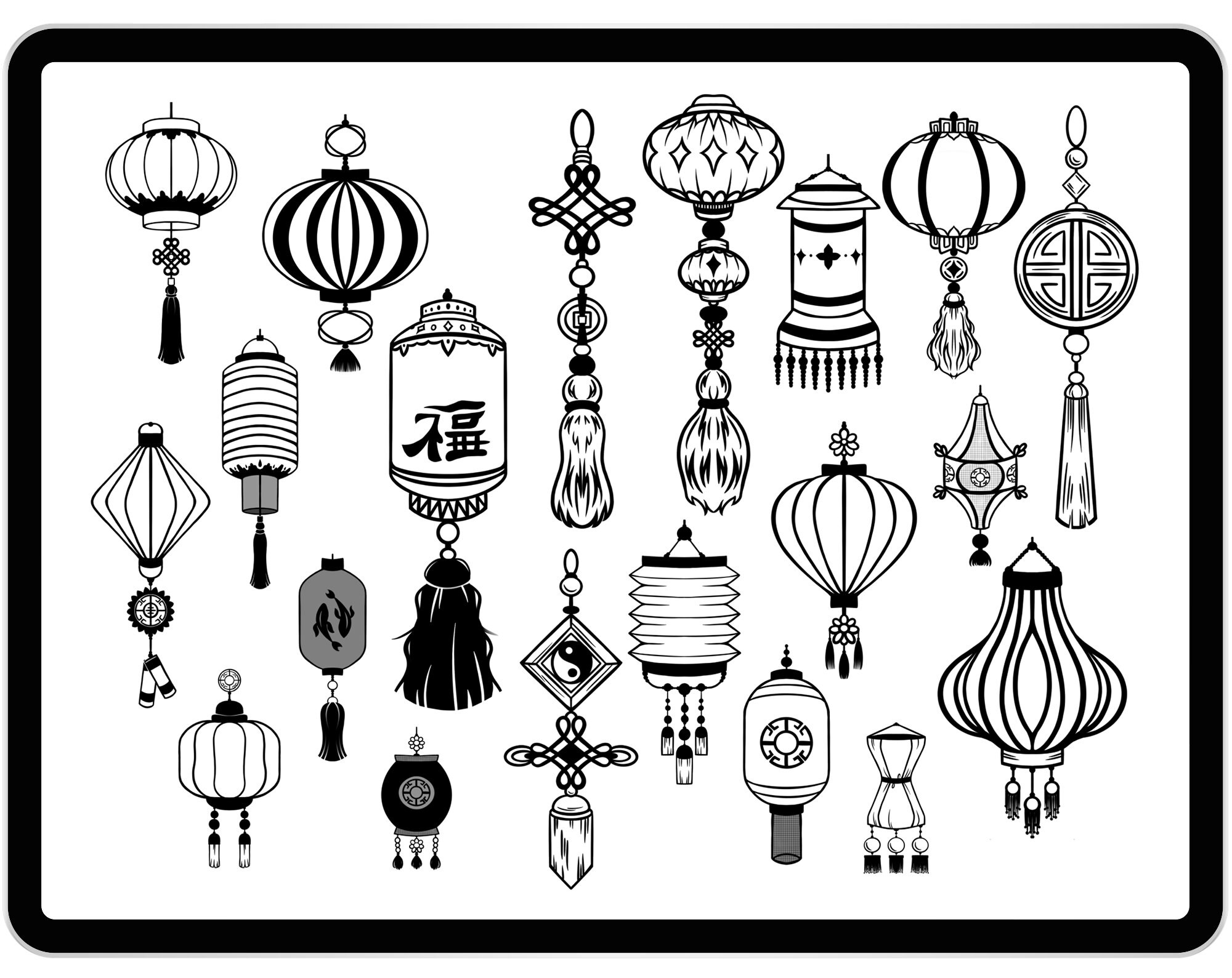 20 Procreate Chinese Lanterns Stamp Brushes 20 Photoshop - Etsy