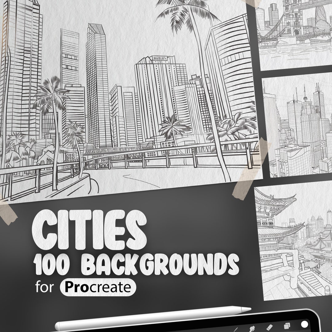 100 Procreate Cities Stamp Brushes Procreate City Background Procreate ...