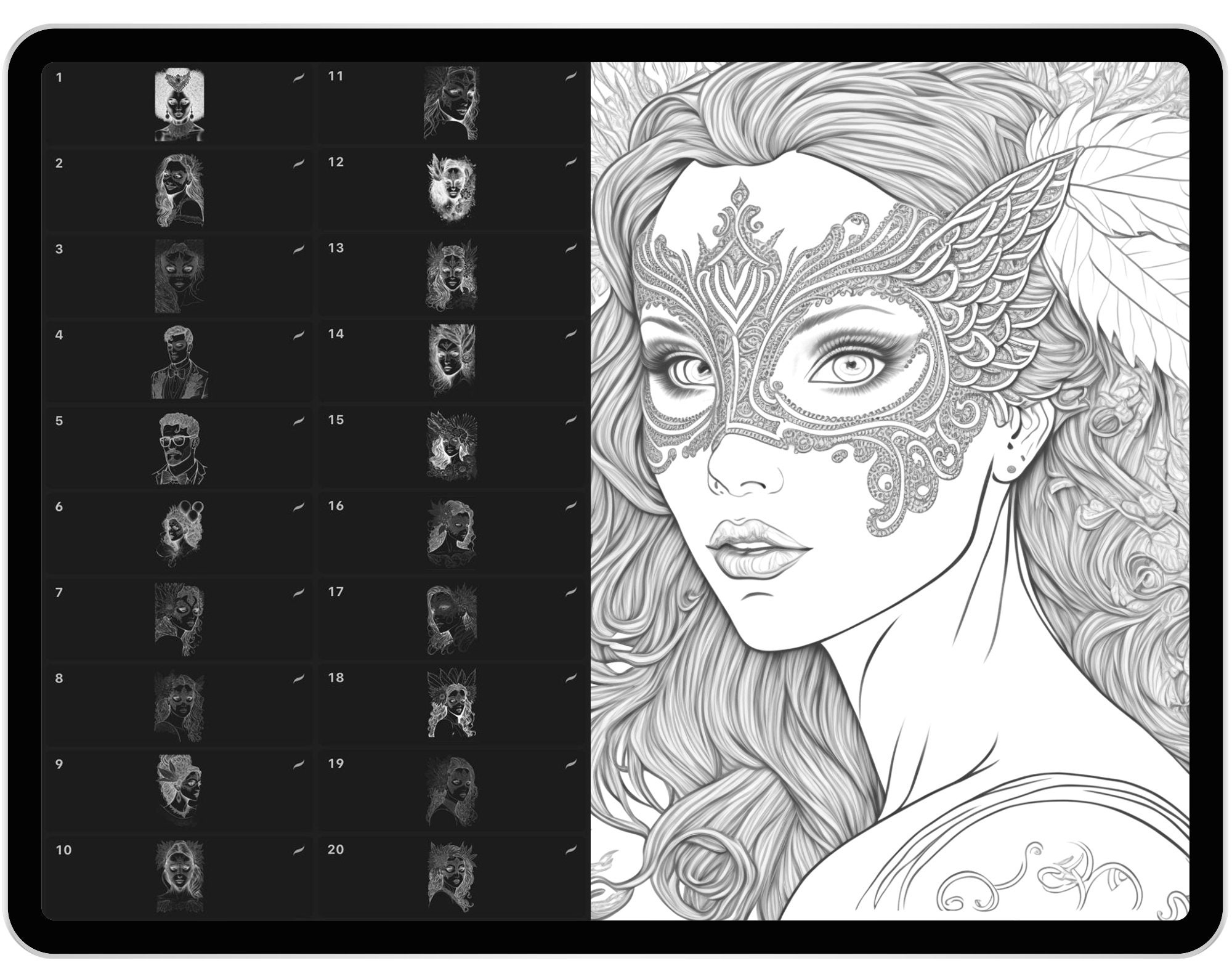 50 Procreate Mardi Gras Stamp Brushes, Procreate Girl Woman Female ...