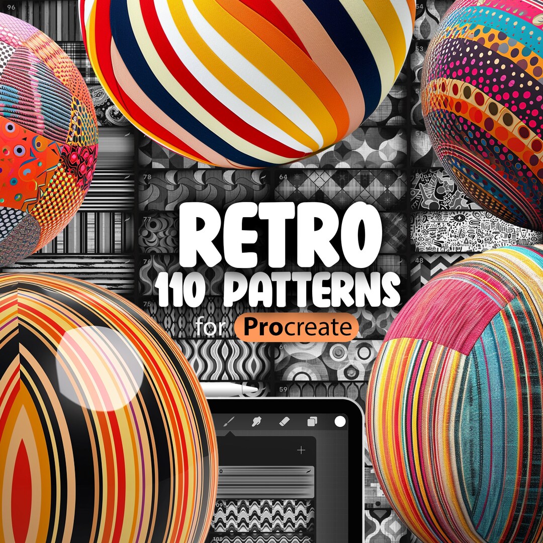 110 Procreate Retro Patterns | Procreate Modern Geometrics Brushes | Procreate Modern Geometrics ...