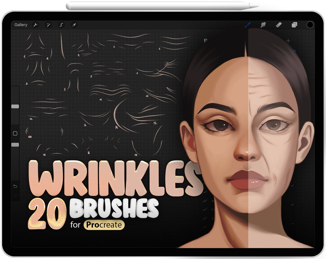 20 Procreate Wrinkles Brushes, Procreate Wrinkles Stamps, Procreate ...