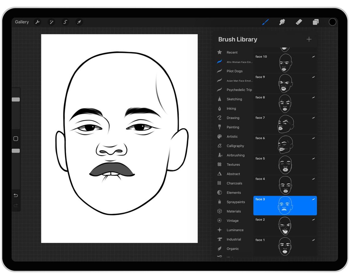 20 Procreate Afro Woman Face Emotions Stamp Brushes Procreate - Etsy