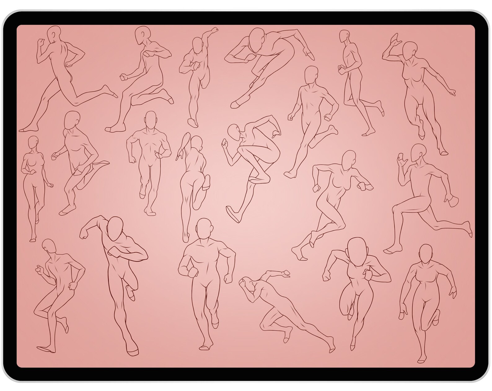 20 Running Pose Stamps for Procreate, Run Brushes for Procreate, Woman ...