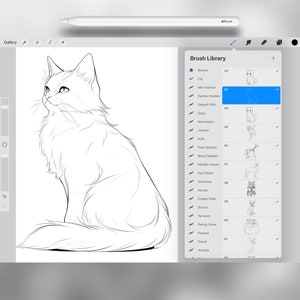 100 Procreate Cats Stamp Brushes Procreate Animals Stamp Brushes ...
